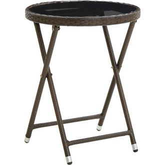 vidaXL Beistelltisch Braun 60 cm Poly Rattan und Hartglas vidaXL