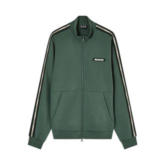 Emporio Armani Logo Detail Sweatshirt mit Rei&szlig;verschluss - - Sweatshirts & Hoodies - Herren - Gr&uuml;n - L