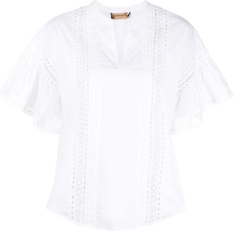 Twinset Femme, Blouses et Chemises, Blanc, Taille: 40 FR Blouse Popeline avec Dentelle