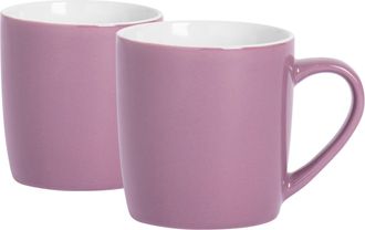 Argon Tableware Farbige Kaffeetassen - Lila - 350 ml - 2er-Pack - glänzende Keramik-Steinzeug-Teetassen, Tassen für Latte, Cappuccino, Tassen für heiße Schokolade, bu
