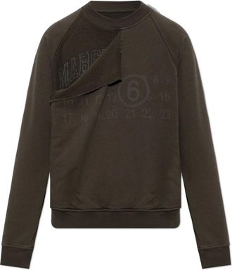 Maison Margiela SweaT-shirt &agrave; logo - Femme - Sweatshirts et sweats &agrave; capuche - Brun - Taille: 40 FR