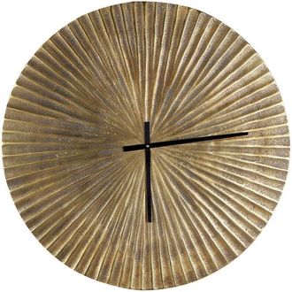 Beliani Wanduhr Messingfarben aus Aluminium &oslash; 59 cm Schwarze Zeiger Ohne Ziffern Wohnaccessoires Dekoration f&uuml;r Wohnzimmer Schlafzimmer K&uuml;che
