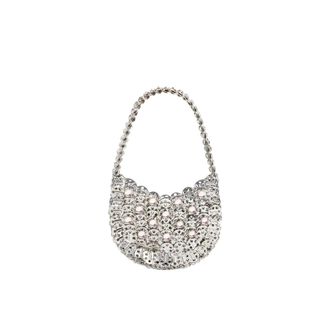 Paco Rabanne Mondf&ouml;rmige Tasche mit Strasssteinen - - Bags - Damen - Grau - ONE SIZE