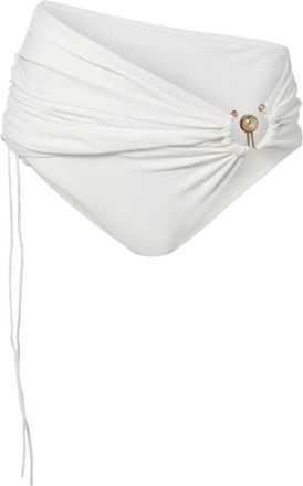 CHRISTOPHER ESBER Femme, Maillots de bain, Blanc, Taille: 36 FR Bikini taille haute avec jupe superpos&eacute;e fronc&eacute;e