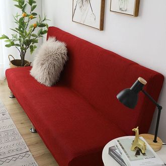 Generic Sofabezug Ohne Armlehnen Jacquard Plaid Einfarbig Stretch Antirutsch Sofa Schutz Schonbezug F&uuml;r Schlafsofa Bett Futonbezug Waschbar Schmutzabweisend(C