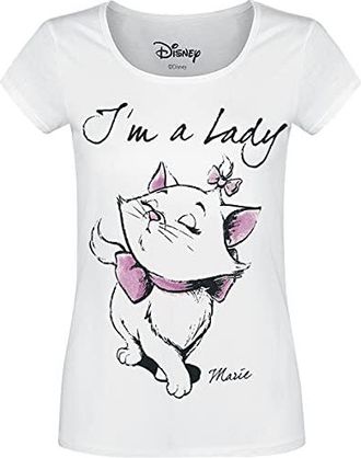 Disney Les Aristochats Marie - Im A Lady Femme T-Shirt Manches Courtes Blanc XL