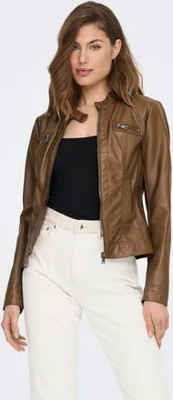 Only Lederimitatjacke ONLBANDIT - Bikerjacke mit figurbetonter Form und Rei&szlig;verschl&uuml;ssen Lederimitat