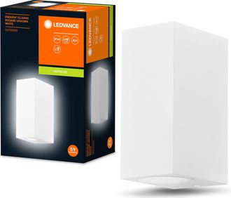 Ledvance ENDURA Classic Square Updown Außen-Wandleuchte, weiß, GU10-Sockel (max 35W), kann mit einfacher oder smarter Lampe bestückt werden, Down oder Up/Down 