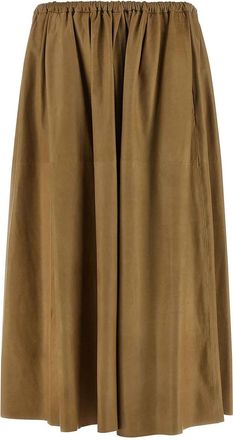 Auralee Jupe En Cuir - Beige