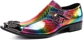 Generic Mocassins habillés en cuir véritable pour homme - Tendance - Avec capuchon métallique - Chaussures de mariage formelles et luxueuses, multicolore, 39 