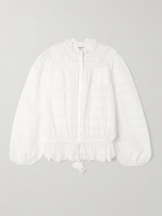 Isabel Marant Blouse En Voile De Coton Biologique À Finitions En Dentelle Polly - Blanc