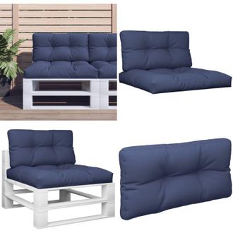 vidaXL Ensemble de coussins en palette bleu marine 70x40x12 cm tissu - Coussin de canap&eacute; - Coussin de terrasse