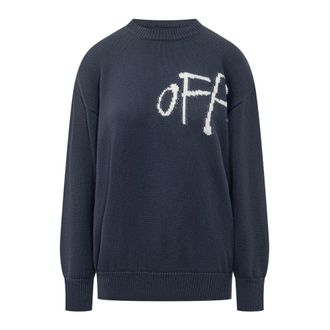 Off-white Rundhalspullover - - Knitwear - Damen - Blau - S