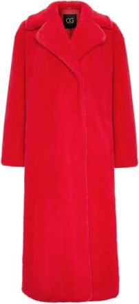 Cesare Gaspari Femme, Manteaux, Rouge, Taille: 44 FR Manteau en fausse fourrure de luxe Freya - Rouge