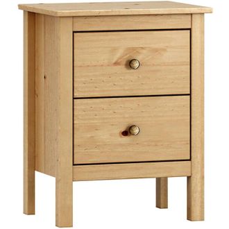 PEGANE Table de chevet table de nuit &agrave; 2 tiroirs en Bois massif Couleur Ch&ecirc;ne miel - Longueur 48 x Hauteur 60 x Profondeur 36 cm
