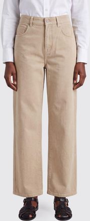 Brunello Cucinelli Pantalon large &agrave; taille haute en m&eacute;lange de coton et lin