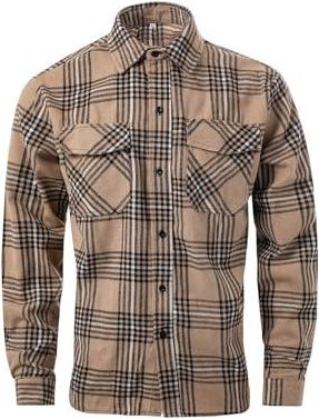 Generic Chemises à carreaux pour homme | Chemise à manches longues à revers | Chemise à carreaux pour le bureau | Chemise de bûcheron style tartan pour homme 
