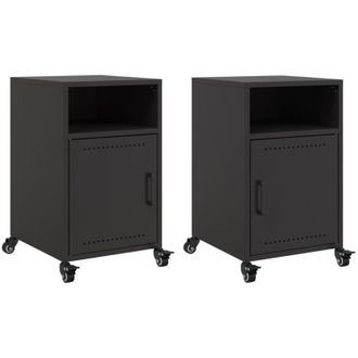 vidaXL Nachttische 2 Stk. Schwarz 36x39x59 cm Stahl - Vidaxl