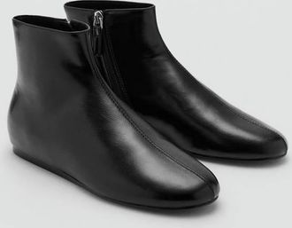 Mango Bottines plates avec zip noir - Femme - 36 - MANGO