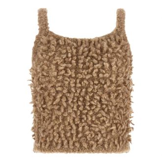 PESERICO Femme, Tops, Beige, Taille: 40 FR Top sans manches &agrave; encolure carr&eacute;e