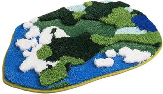 Generic Grasgr&uuml;ner Moos-badevorleger F&uuml;r Badezimmer, 3D-moos-Teppich, rutschfest, Zotteliger K&uuml;chenteppich, Eingangst&uuml;rmatte F&uuml;r Zuhause, Schlafzimmer, Dekora