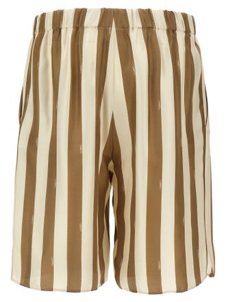 Fendi Mens Beige Silk Bermuda Shorts