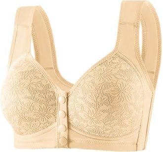 Generic Soutien-gorge pour femme avec fermeture avant rembourr&eacute;e et confortable, sans fil et en acier, grande taille, 2026, jaune clair, 72