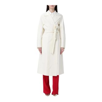 Max Mara Eleganter Wollmantel mit G&uuml;rtel - - Coats - Damen - Wei&szlig; - S
