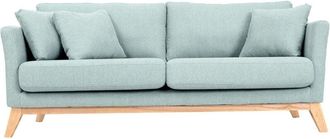 Miliboo Sofa skandinavisch 3 Pl&auml;tze Hellblau Holzbeine OSLO