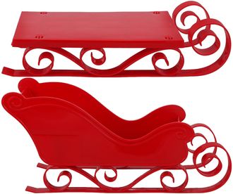 Cabilock Veemoon 2 St&uuml;ck Kleiner Weihnachtsschlitten und Skibrett Ornament aus Kunststoff Rote Festliche Tischdekoration f&uuml;r Weihnachten und Zuhause