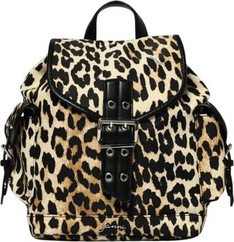 Ganni Femme, Sacs, Brun, Taille: ONE Size Mini sac à dos imprimé