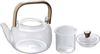 Happyyami 1stück Große Kapazität Borosilikatglas Auslaufsichere Multifunktions- Mit Bambusgriff Servieren Von Tee Und Getränken