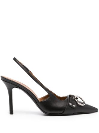 R13 escarpins en cuir &agrave; bride arri&egrave;re 95 mm - Noir