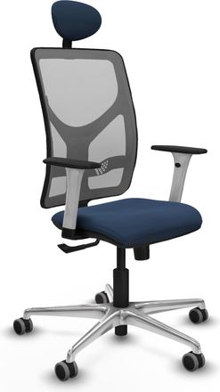 Piqueras y Crespo Blauer Schreibtischstuhl mit wei&szlig;en und schwarzen Armlehnen, h&ouml;henverstellbare Lendenwirbelst&uuml;tze und festes Kopfteil, ausgestattet mit 3 Positionen, 