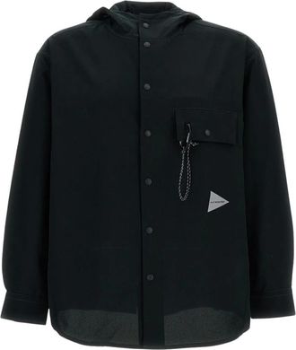 And Wander Homme, Chemises, Noir, Taille: L Giacca cappuccio elasticizzato