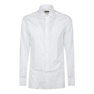 Ermenegildo Zegna Stretch Baumwoll Langarmhemd - - Shirts - Herren - Wei&szlig; - L