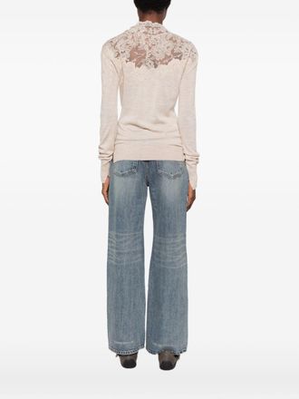 Ermanno Scervino Lace Panelled Sweater - Beige
