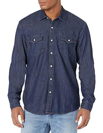 Amazon Essentials Chemise en Jean &agrave; Manches Longues Coupe R&eacute;guli&egrave;re Homme, Rinc&eacute;, XXL