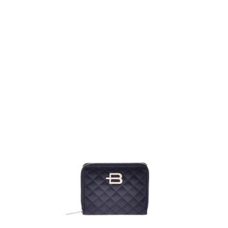 Baldinini Wallet with zip in black quilted leather and monogram - - Accessories - Damen - Blau - ONE SIZE