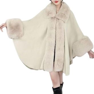 Generic Poncho en fausse fourrure pour femme - Cape dhiver surdimensionn&eacute;e pour robe de soir&eacute;e de No&euml;l, ecru, Taille unique