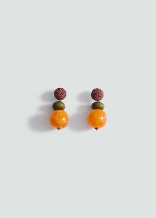 Mango Boucles doreilles pendantes combin&eacute;es en r&eacute;sine orange - Femme - Taille unique - MANGO