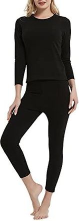 Generic Sous-vêtements thermiques dhiver pour femme - En polaire douce - Sous-vêtements fonctionnels - Ensemble de sous-vêtements de ski avec intérieur en pol