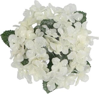 Gisela Graham Weihnachtsdekoration Kerzenring klein wei&szlig; Stoff Hortensie