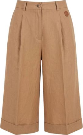 Trussardi Bermuda large &agrave; taille haute - Femme - Shorts - Beige - Taille: 38 FR