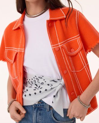 Kujten Veste cachemire courte jacquard denim, 4 fils - Veste Jessinda