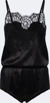 Dolce & Gabbana Combi-short en soie m&eacute;lang&eacute;e &agrave; dentelle