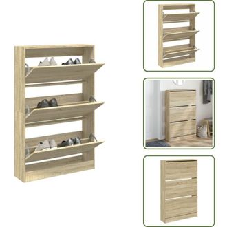 vidaXL Armoire &agrave; chaussures ch&ecirc;ne sonoma 80x21x125,5cm bois ing&eacute;nierie - Meuble Chaussure - Rangements Chaussures - Armoire Chaussure - Meuble Entr&eacute;e