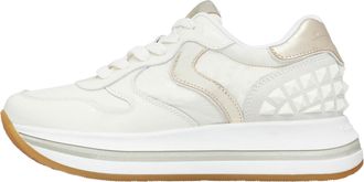 Voile Blanche Sneakers aus Leder und technischem Gewebe, Wei&szlig;-Platin- 37