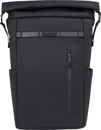 Tommy Hilfiger Herren Rucksack Rolltop Backpack mit Laptop-Fach, Schwarz (Black), Einheitsgröße