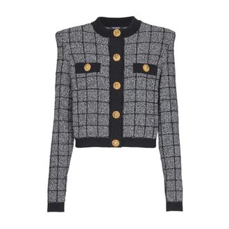 Balmain Leichte Tweed-Strickjacke - - Knitwear - Damen - Schwarzk - S
